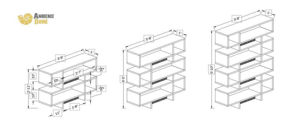Modern-Bookcase-Dimensions - Ambience Doré
