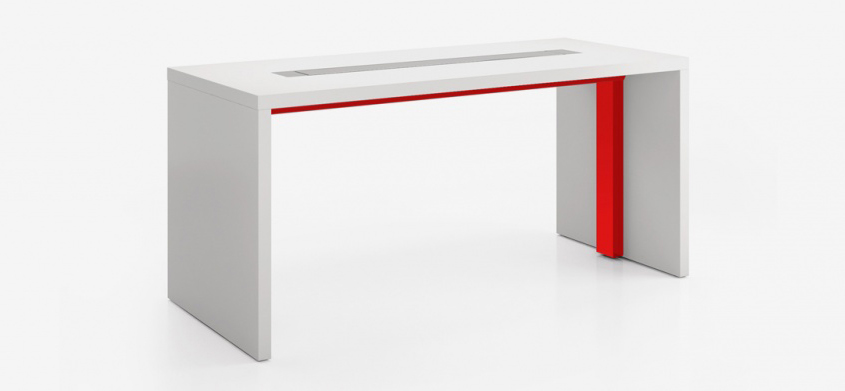 Contemporary White Red Standing Table - Ambience Doré