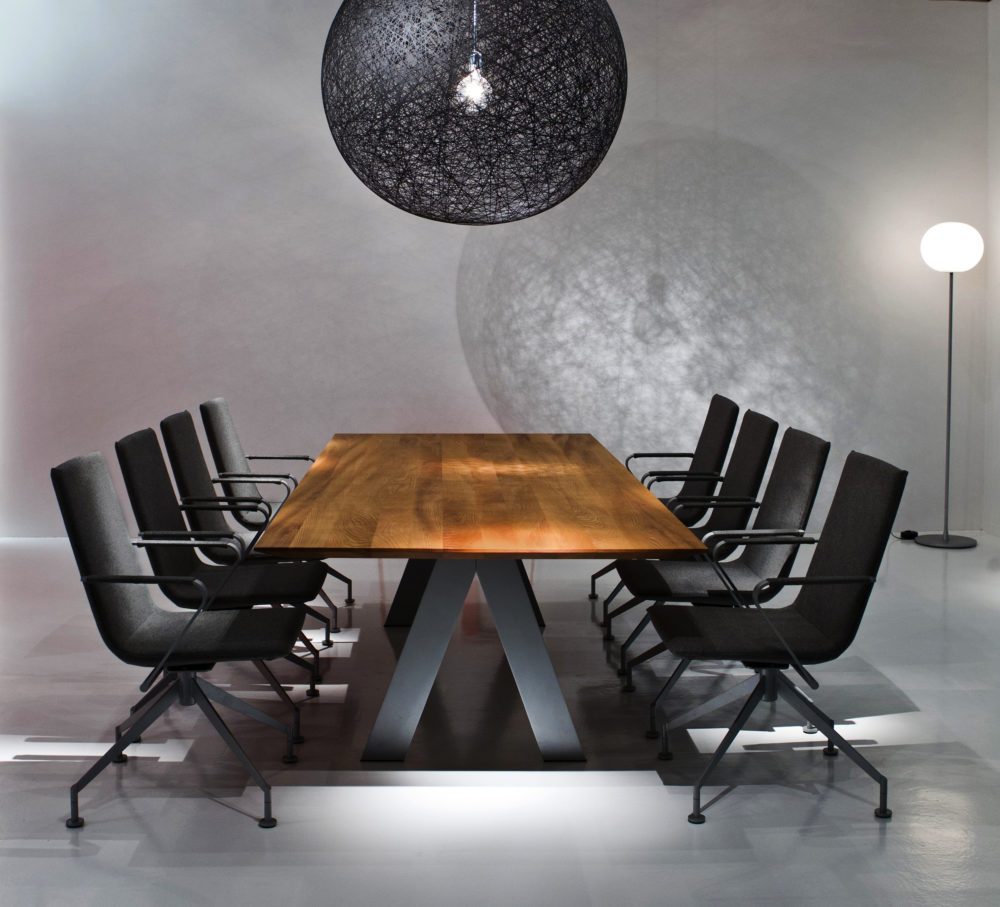 Rectangular Chrome Conference Table - Ambience Doré