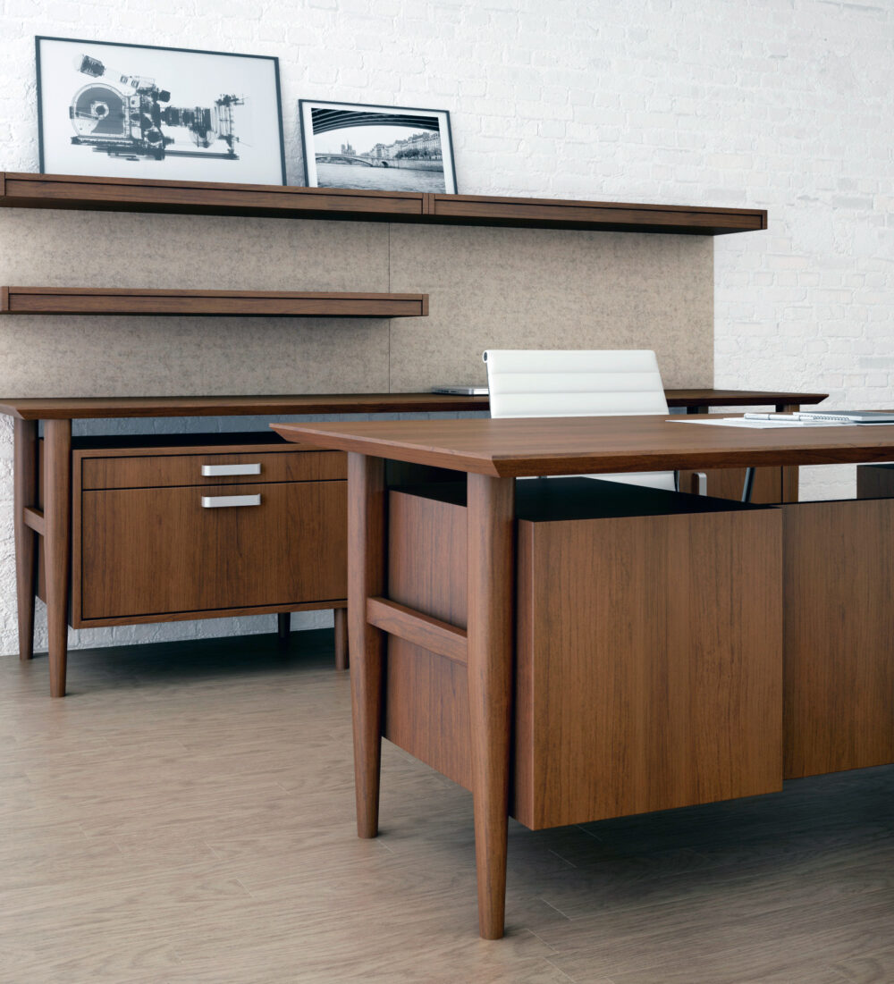 Retro Modern Contemporary Wood Desk - Ambience Doré