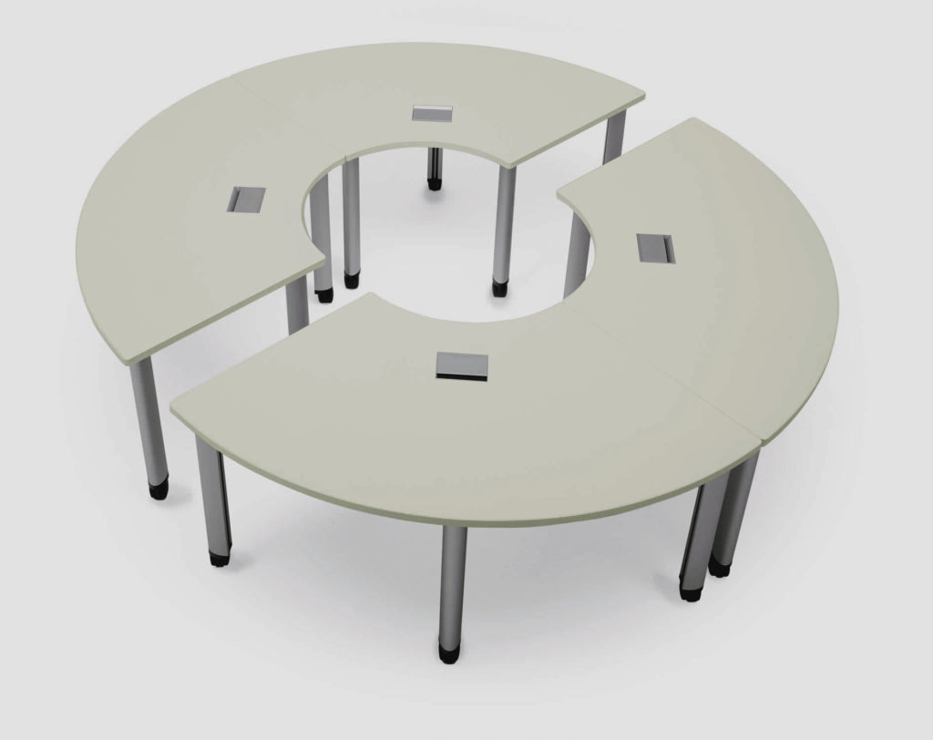 White Half Round Mobile Tables - Ambience Doré