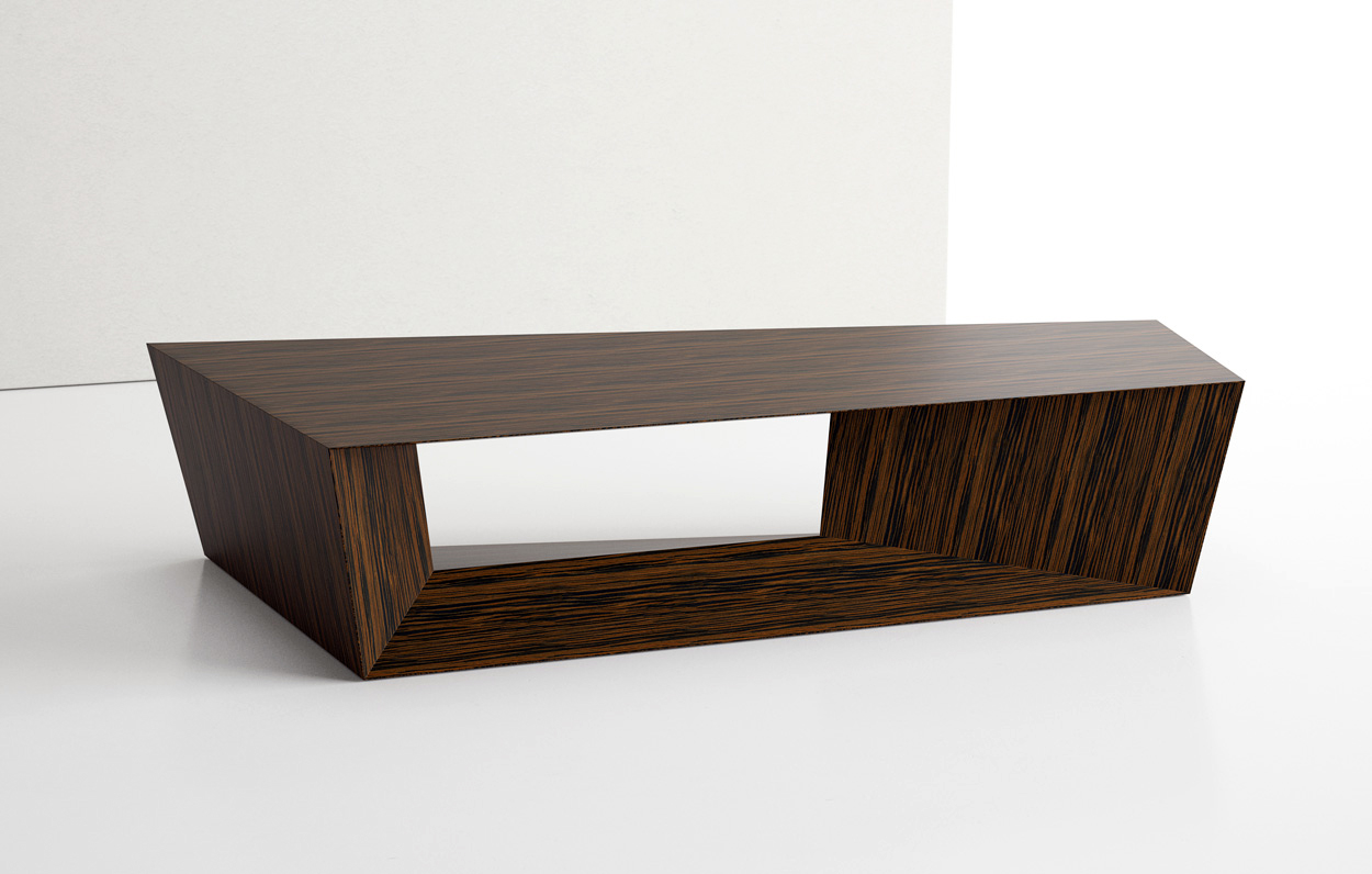 Retro Modern Angular Wood Low Tables - Ambience Doré