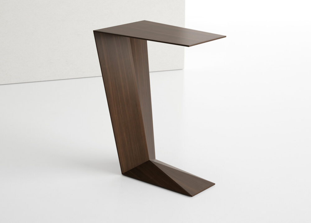 Contemporary wood angular laptop side table - Ambience Doré