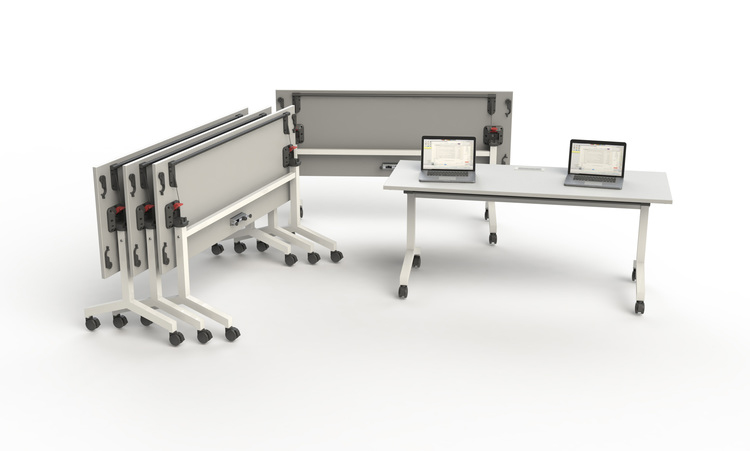 White modern architectural folding flip top tables - Ambience Doré
