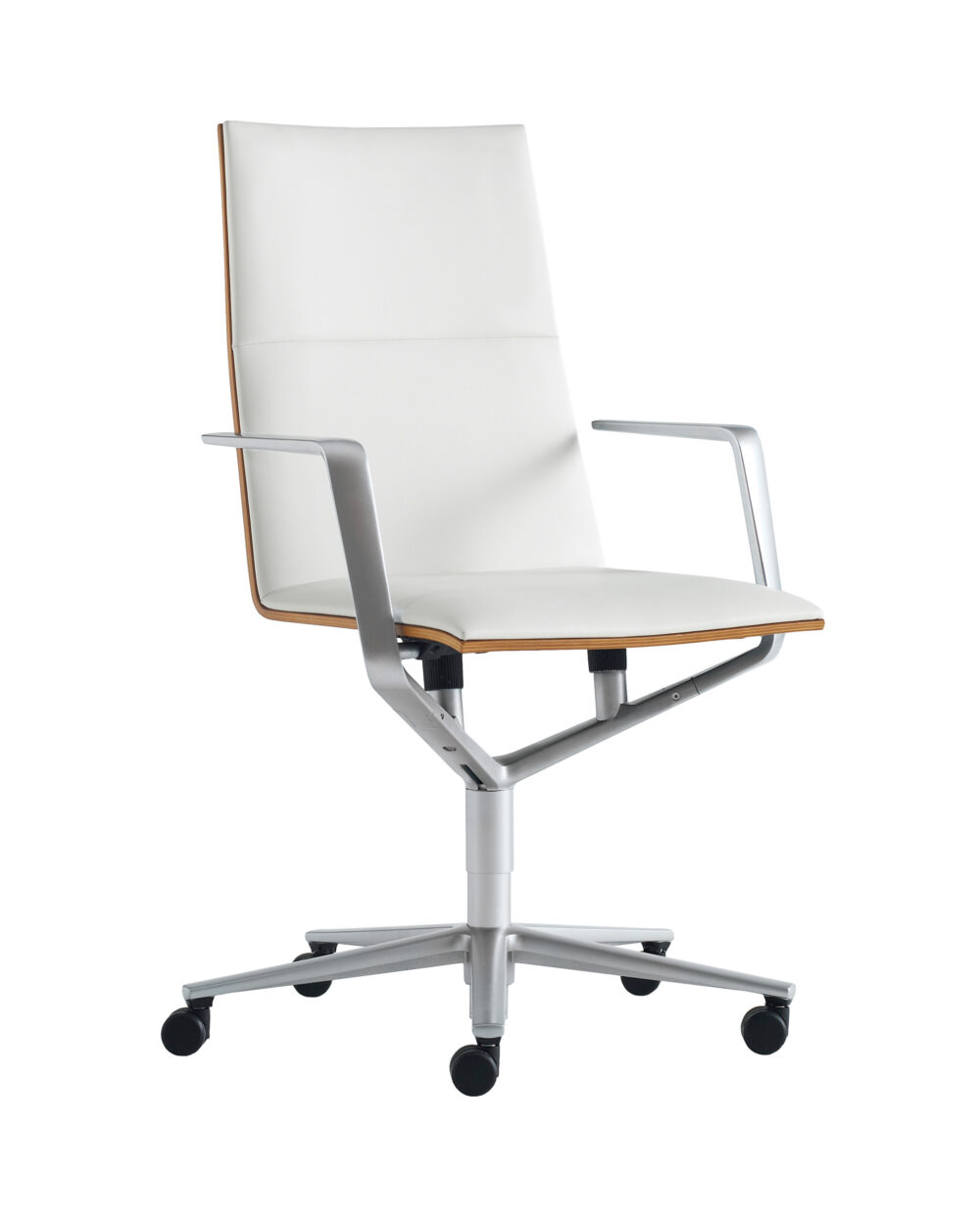 Wood White Leather Executive Chair - Ambience Doré