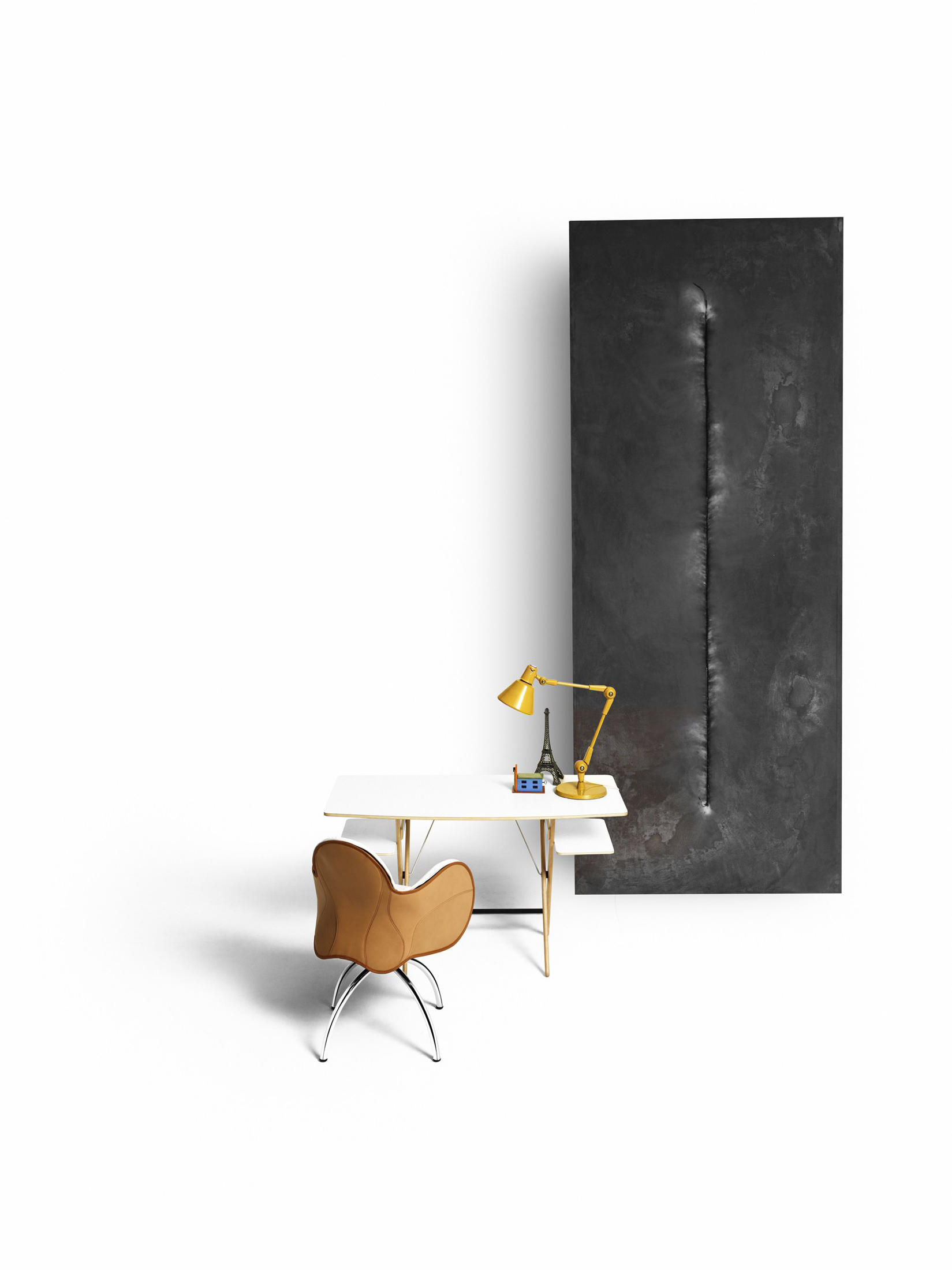 Modern Orbit Desk Chair Tan Leather - Ambience Doré