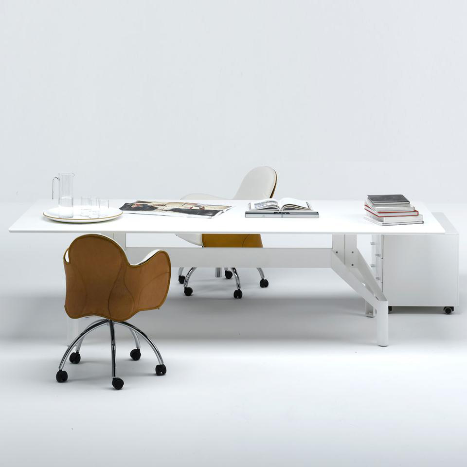 Modern Orbit Desk Chair Tan Leather - Ambience Doré