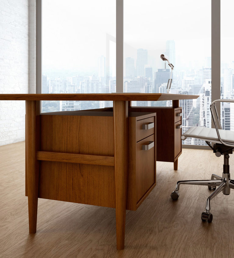 Retro Modern Contemporary Wood Desk - Ambience Doré