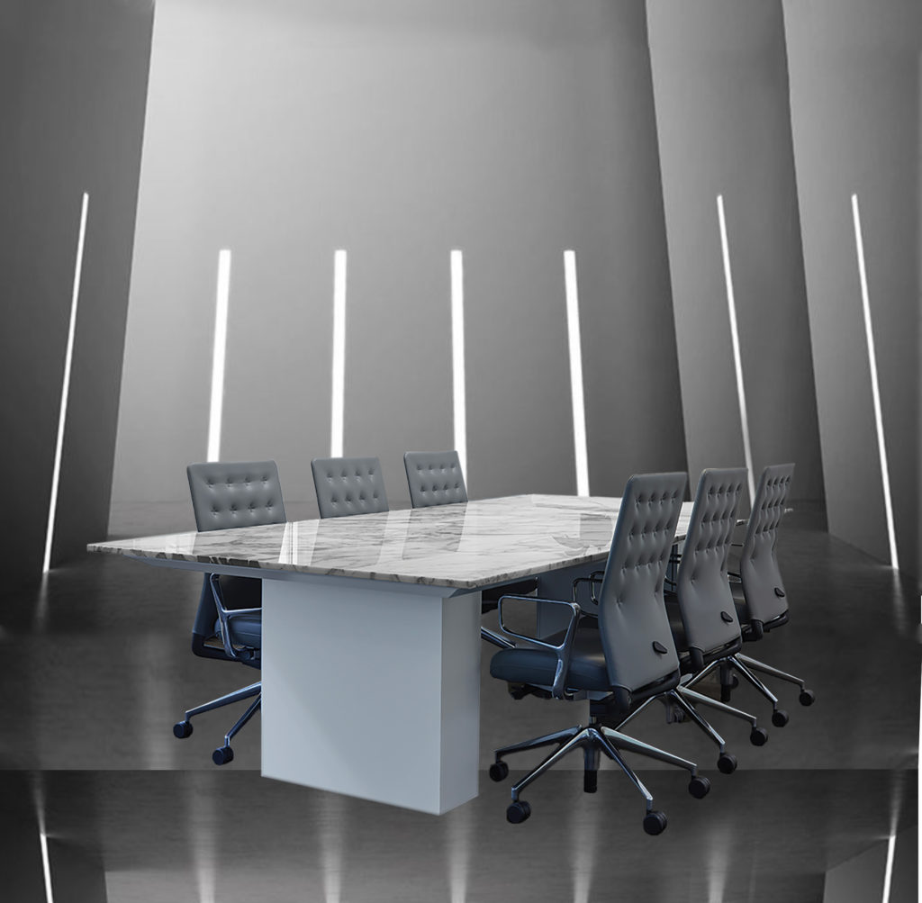 White Marble Rectangular Table - Ambience Doré