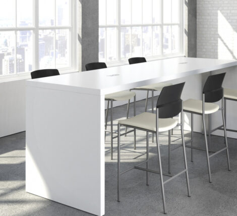 Contemporary White Red Standing Table - Ambience Doré