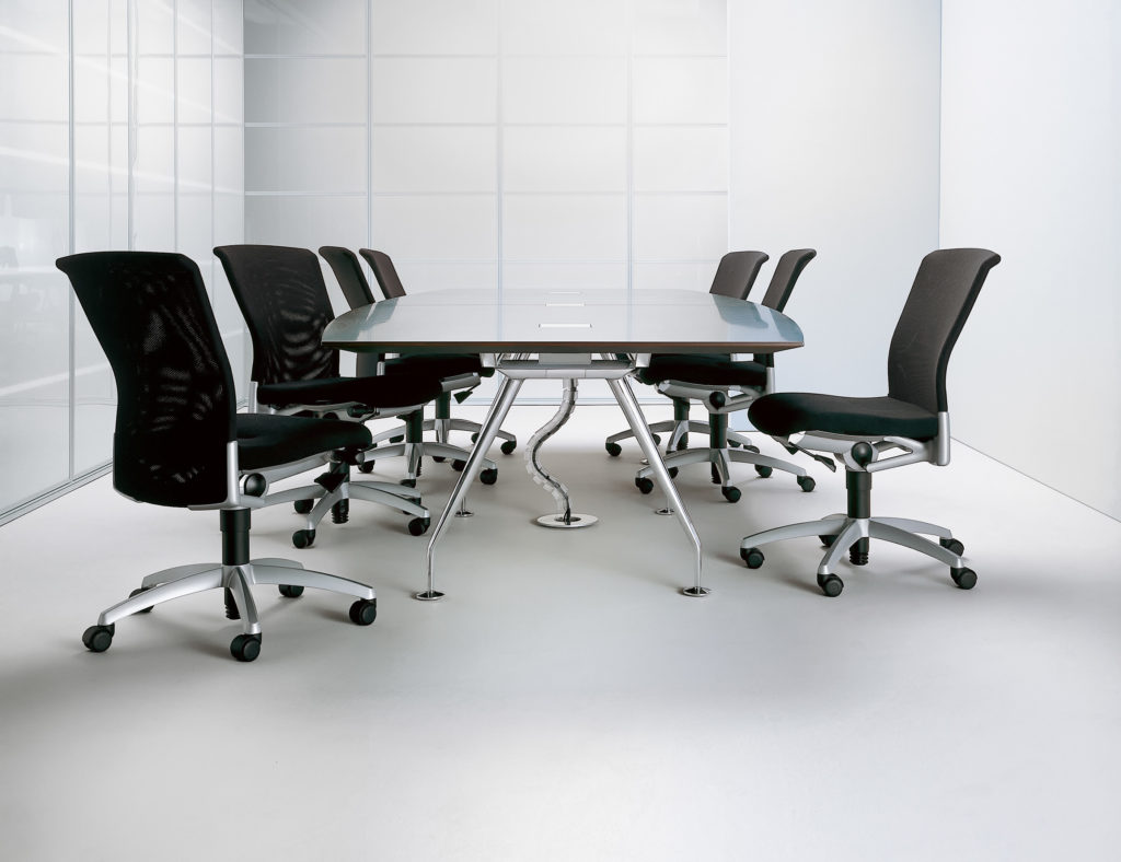 White Modern Large Conference Table - Ambience Doré