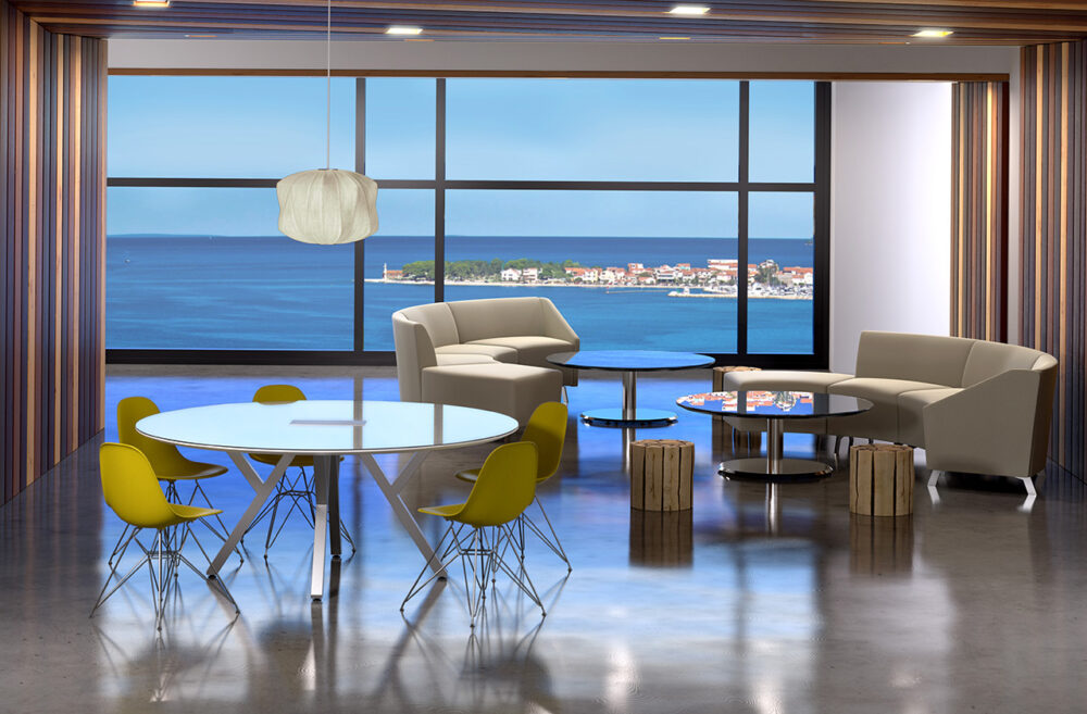 Custom Large Round Glass Table - Ambience Doré