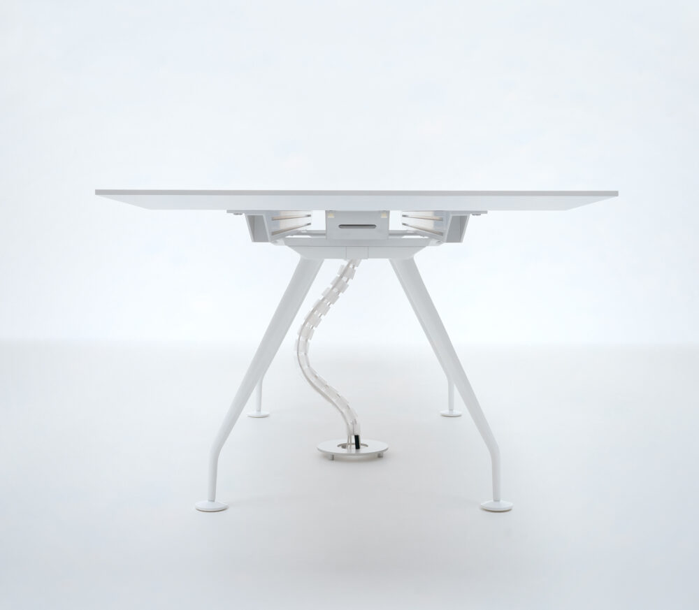 White Modern Large Conference Table - Ambience Doré