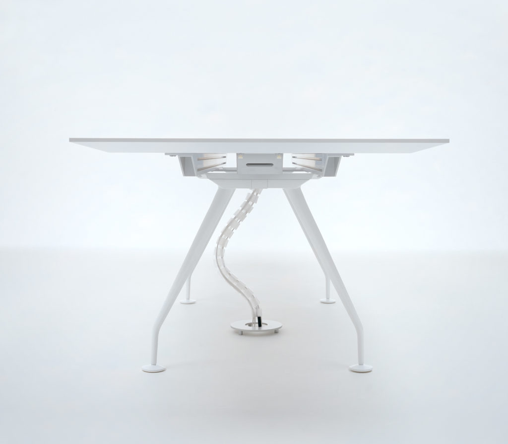 White Modern Large Conference Table - Ambience Doré