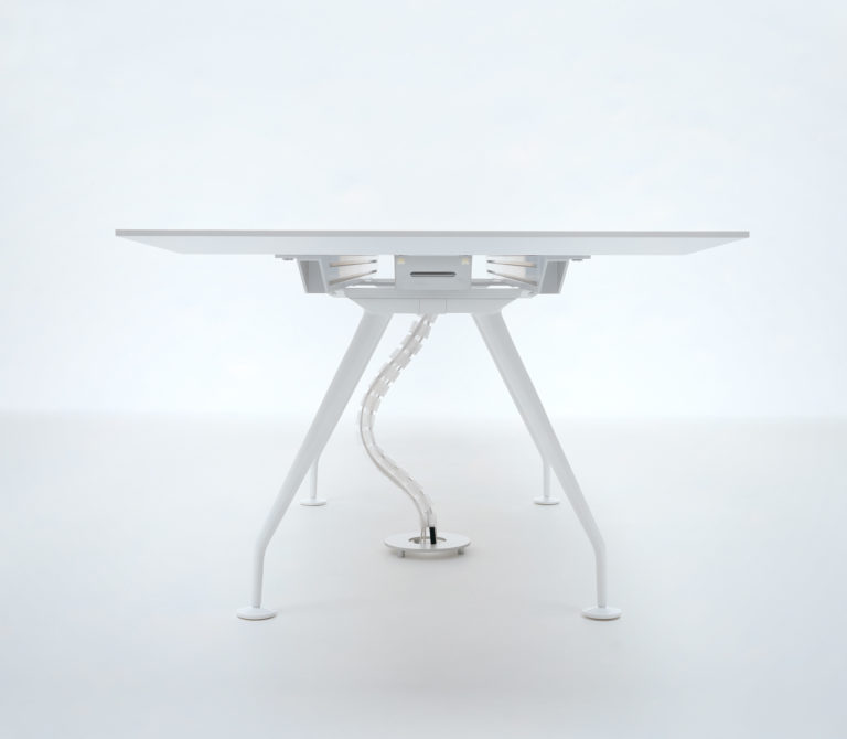 White Modern Large Conference Table - Ambience Doré