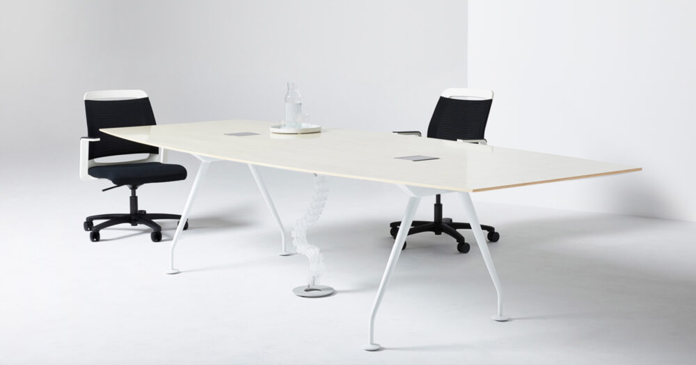 Black Modern Metal Conference Table - Ambience Doré