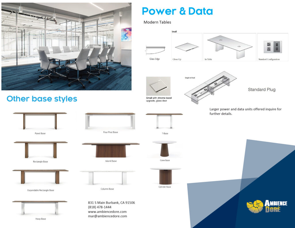 Large Glass Steel Conference Table - Ambience Doré