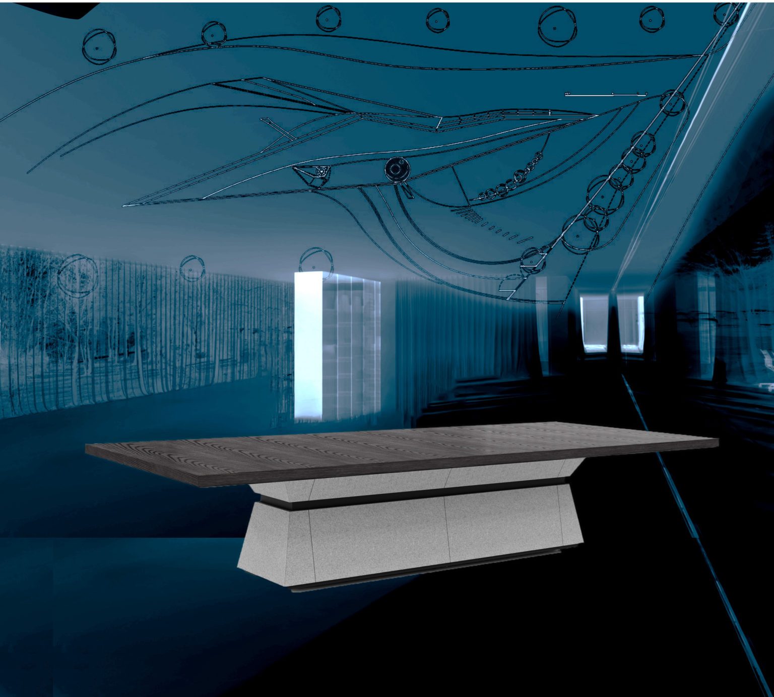 Grand Clipper Table - Ambience Doré