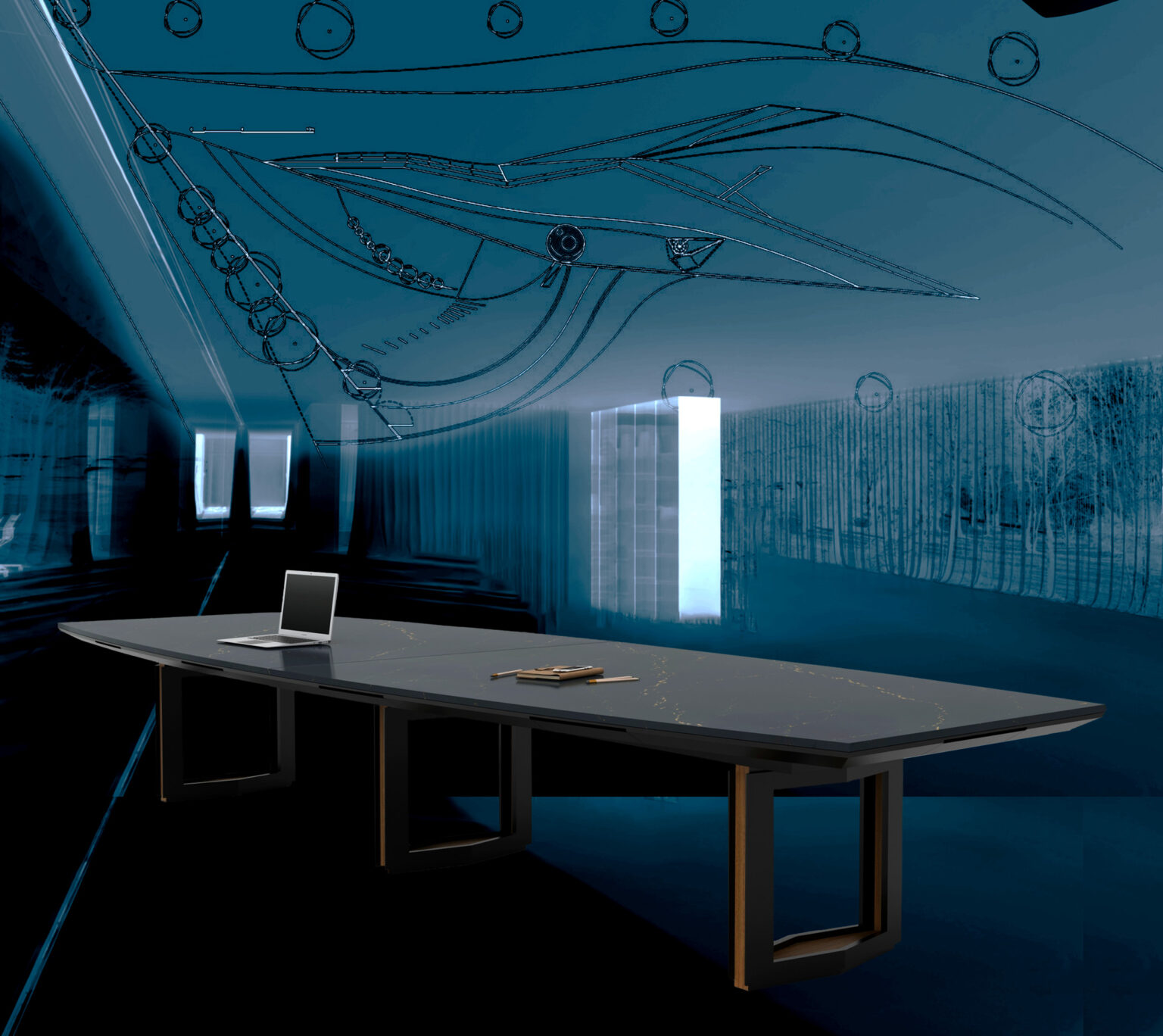 Stone Grand Clipper Table - Ambience Doré